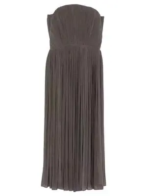 Magda Butrym Strapless Pleated Midi Dress - Grey
