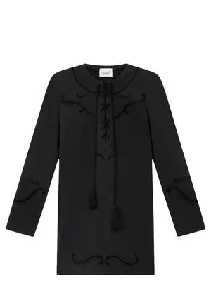 Isabel Marant Étoile Elka Jersey And Broderie Anglaise Mini Dress - Black