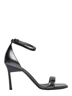 CALVIN KLEIN CALVIN KLEIN Polished Leather Buckle-Fastening Ankle Strap Sandals