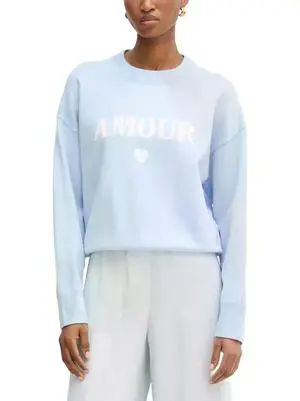 MORGAN Intarsia Knit Heart Motif Sweater - Blue