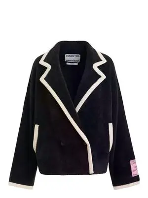 ESSENTIEL ANTWERP Essentiel Antwerp Double-Breasted Faux-Shearling Jacket With Contrasting Trim