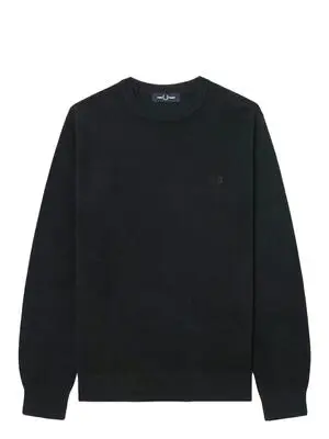 Fred Perry Embroidered Logo Crew Neck Sweater - Blue