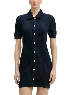 MORGAN Morgan Basket-Weave Denim-Collar Mini Dress