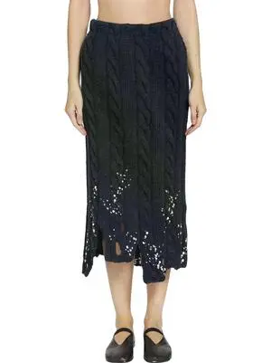 PILLINGS PILLINGS Embroidered Cable-Knit Skirt