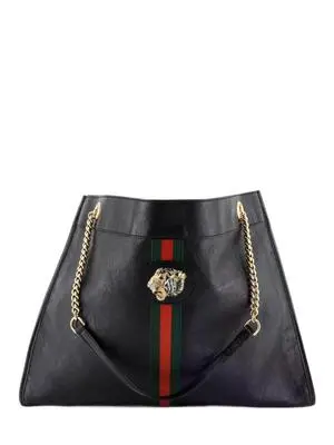 Gucci Gucci Rajah Chain Leather Large Tote Bag Black