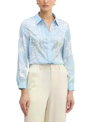 MORGAN Paisley Print Long Sleeve Shirt - Blue