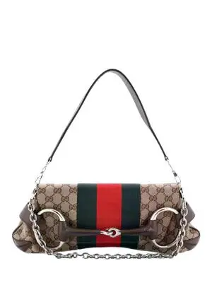 Gucci Gg Canvas Horsebit Chain Bag - Brown