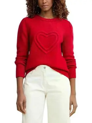MORGAN Heart Motif Puff Sleeve Sweater - Red