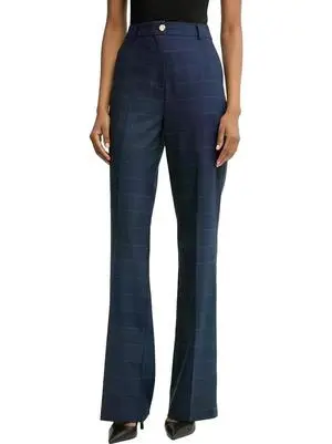 MORGAN Check-pattern Flared Trousers - Blue