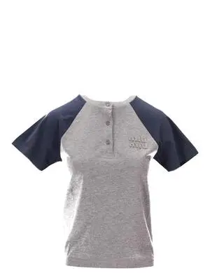 Miu Miu Two-toned Crewneck T-shirt - Gray