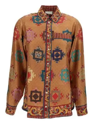 PIERRE-LOUIS MASCIA Long Sleeve Silk Shirt - Multicolore