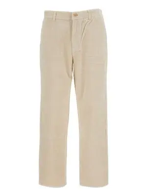 LES DEUX Tapered Corduroy Velvet Trousers - White