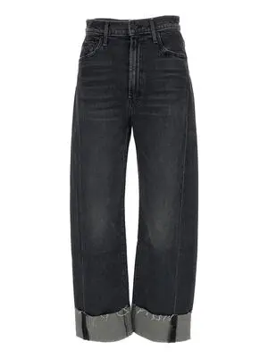 MOTHER Mother The Half Pipe Flood Cuff Fray Jeans Nero