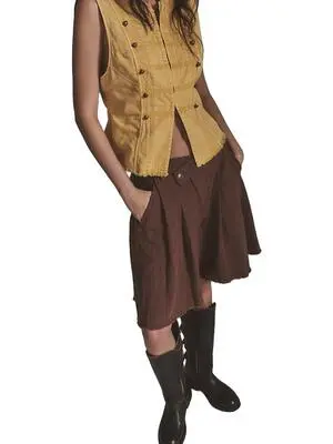Free People We The Free Porter Crossover Trouser Shorts - Brown Combo