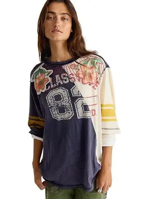 Free People We The Free Nagi Oversized Graphic Tee - Navy Combo