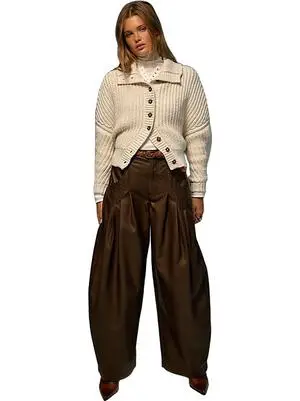 Free People Vegan Leather Trousers - Rusty