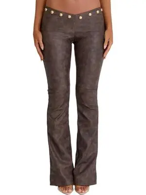 OUTCAST Outcast Kamaris Flared PU Pants With Stud Detail