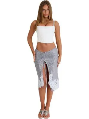 OUTCAST Laelia Midi Skirt - Silver