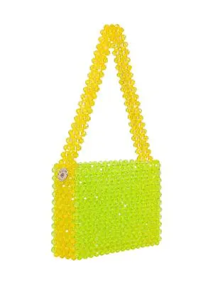 TILLIE BEADS Tillie Beads Color Block Beaded Shoulder Bag Green