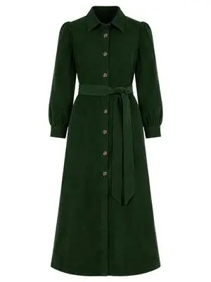 RAISHMA Raishma Delphine Corduroy Belted Midi Shirt Dress