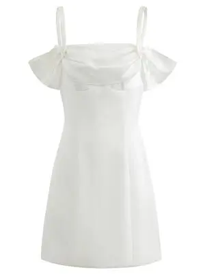 AISL Aurelia Draped-shoulder Mini Dress - White