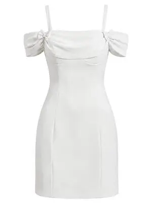 AISL Aurelia Draped-shoulder Mini Dress - White