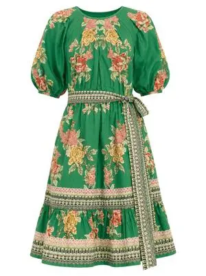 RAISHMA Petula Dress Printed Cotton Mini Dress - Green