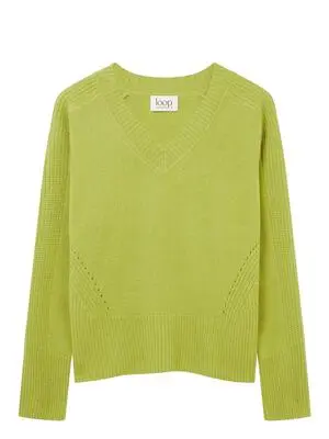 LOOP CASHMERE V Neck Lofty Sweatshirt - Green
