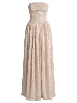 AISL Aisl Strapless Sequin Tulle Maxi Gown