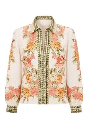 RAISHMA Amani Printed Linen Shirt - White