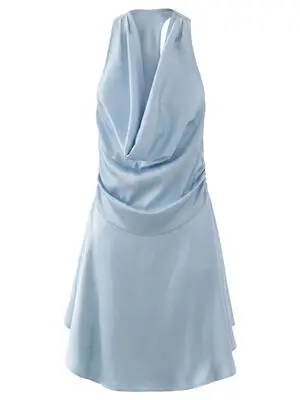 AISL Aisl Powder Blue Draped Satin Mini Dress