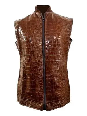 JPO Koch House Vegan Reptilian Leather Gilet - Brown