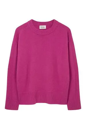 LOOP CASHMERE Longline Crew Neck Sweater - Pink