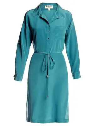 RUMOUR LONDON Boheme Silk Shirt Dress - Green