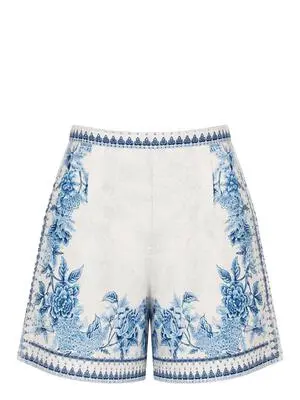 RAISHMA Ethel Printed Cotton Shorts - Blue