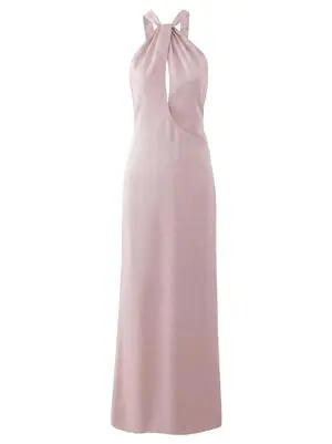 AISL Aisl Mauve Twist Halter Maxi Dress With Front Cutout