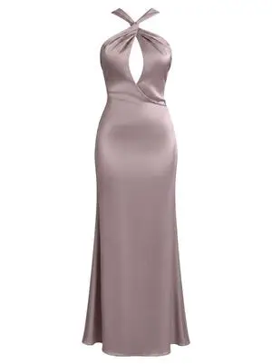 AISL Mauve Twist Halter Maxi Dress - Pink