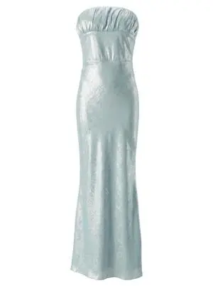 AISL Strapless Gathered Maxi Dress - Blue