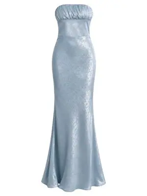 AISL Strapless Gathered Maxi Dress - Blue