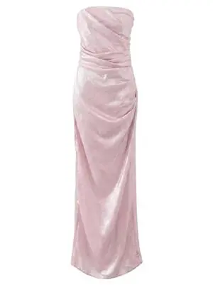 AISL Strapless Pleated Bodice Maxi Dress - Pink