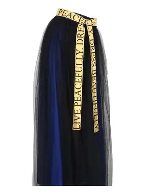 ARSHYS Maxi Skirt With Statement Belt - Blue/black