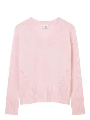 LOOP CASHMERE V-neck Lofty Sweatshirt - Pink