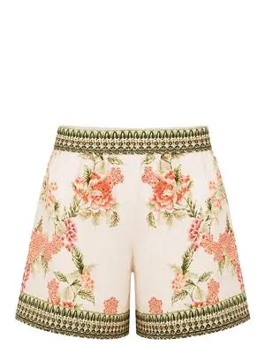 RAISHMA Amani Cream Printed Cotton Shorts - White