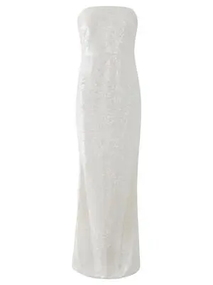 AISL Strapless Column Sequin Gown - White