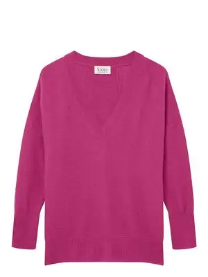 LOOP CASHMERE Relaxed V-neck Sweater - Pink