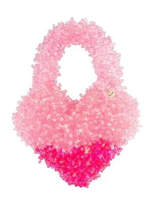TILLIE BEADS Two-tone Fluffy Heart Bead Bag - Pink