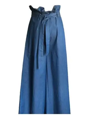 ARSHYS Paper Bag Waist Wide Leg Pants - Blue