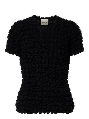 Khaite Polly Silk Chiffon Top - Black