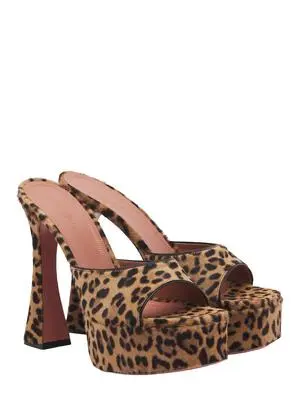 Amina Muaddi Amina Muaddi Dalida Calf Hair Platform Mules Multicoloured