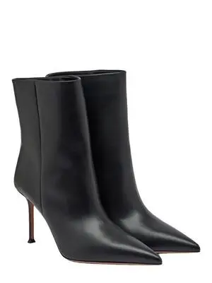 AQUAZZURA Harper Leather Ankle Boots - Black